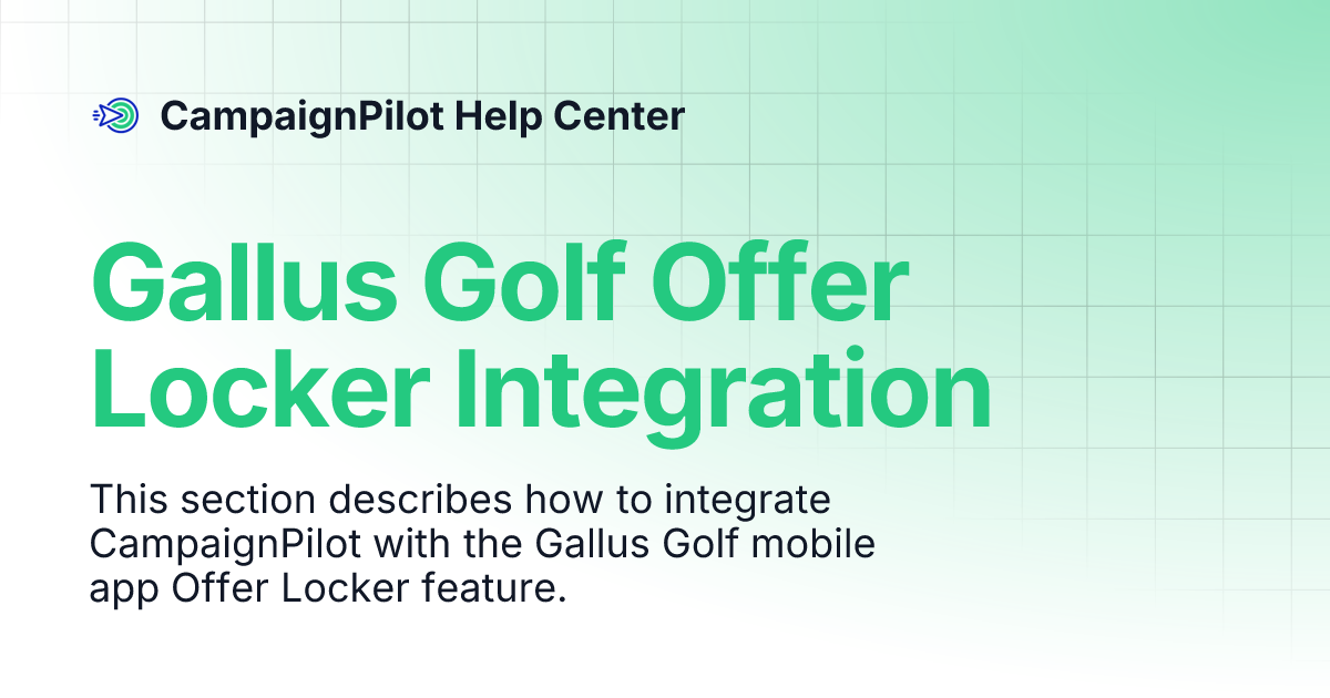 Gallus Golf Offer Locker Integration | CampaignPilot Help Center